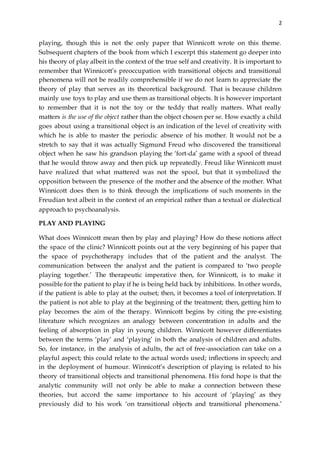 Donald Winnicott on Playing | DOCX