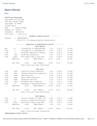 Unofficial Transcripts LBCC Spring 2015 | PDF