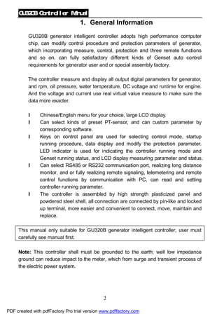 MANUAL 120817 250KVA GENERATOR HARSEN-GU320B (1) | PDF