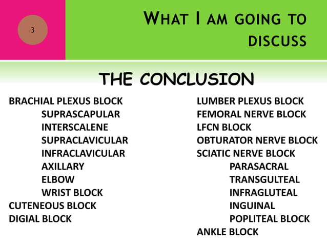 Peripheral Nerve Block Part 2 | PPTX | Death, Injury, or Military ...