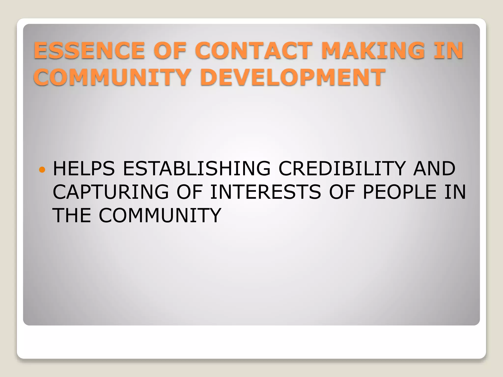 contact making and community development - praise maambira | PPTX