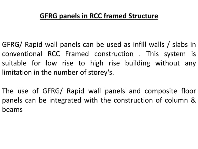 GFRG Rapidwall Sustainable Load Bearing Building System | PDF