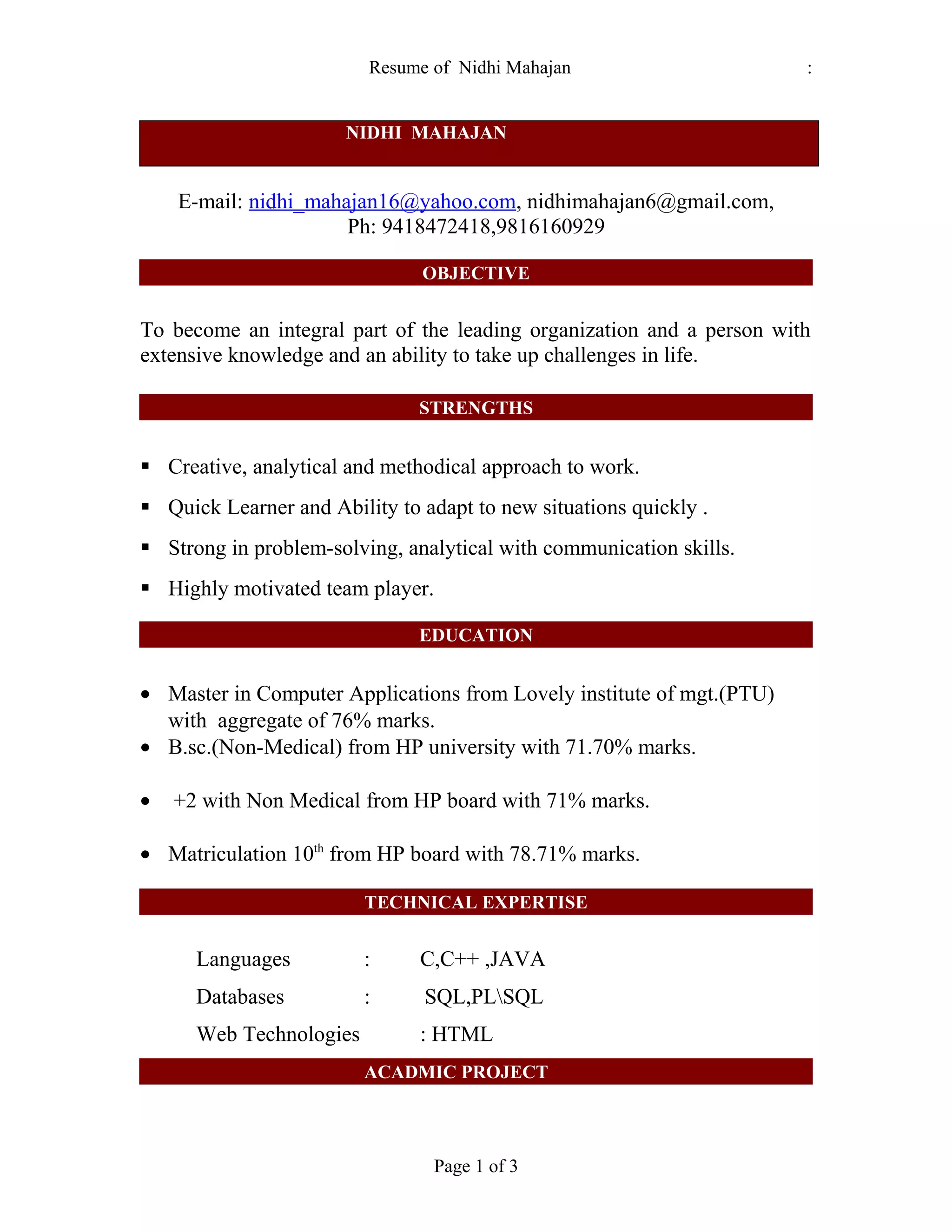 nidhi_Mahajan_resume | PDF