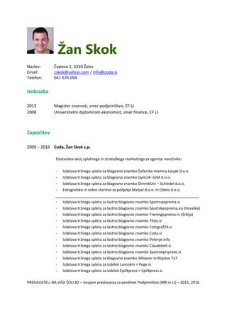CV Žan Skok | PDF