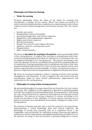 Philosophy and Vision for Nursing2 | PDF