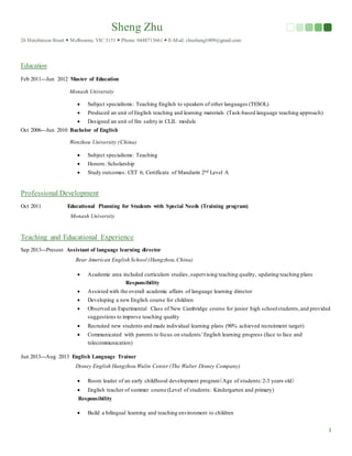 Sheng Zhu Resume | PDF