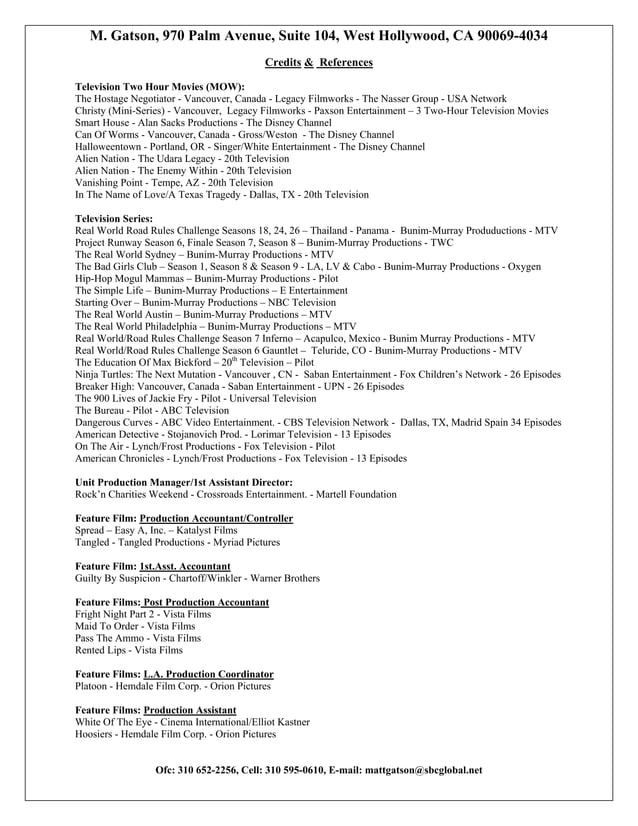 gatson_resume_current_2015 | PDF | Video Production | Content Production