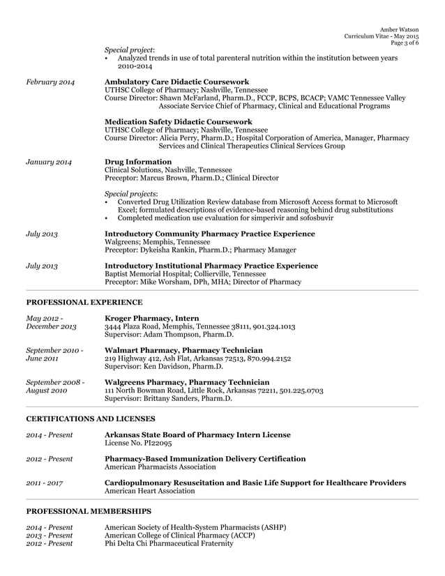Amber R. Watson CV May15 | PDF
