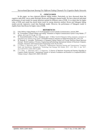 Narrowband Spectrum Sensing for Different Fading Channels for Cognitive Radio Networks | PDF ...