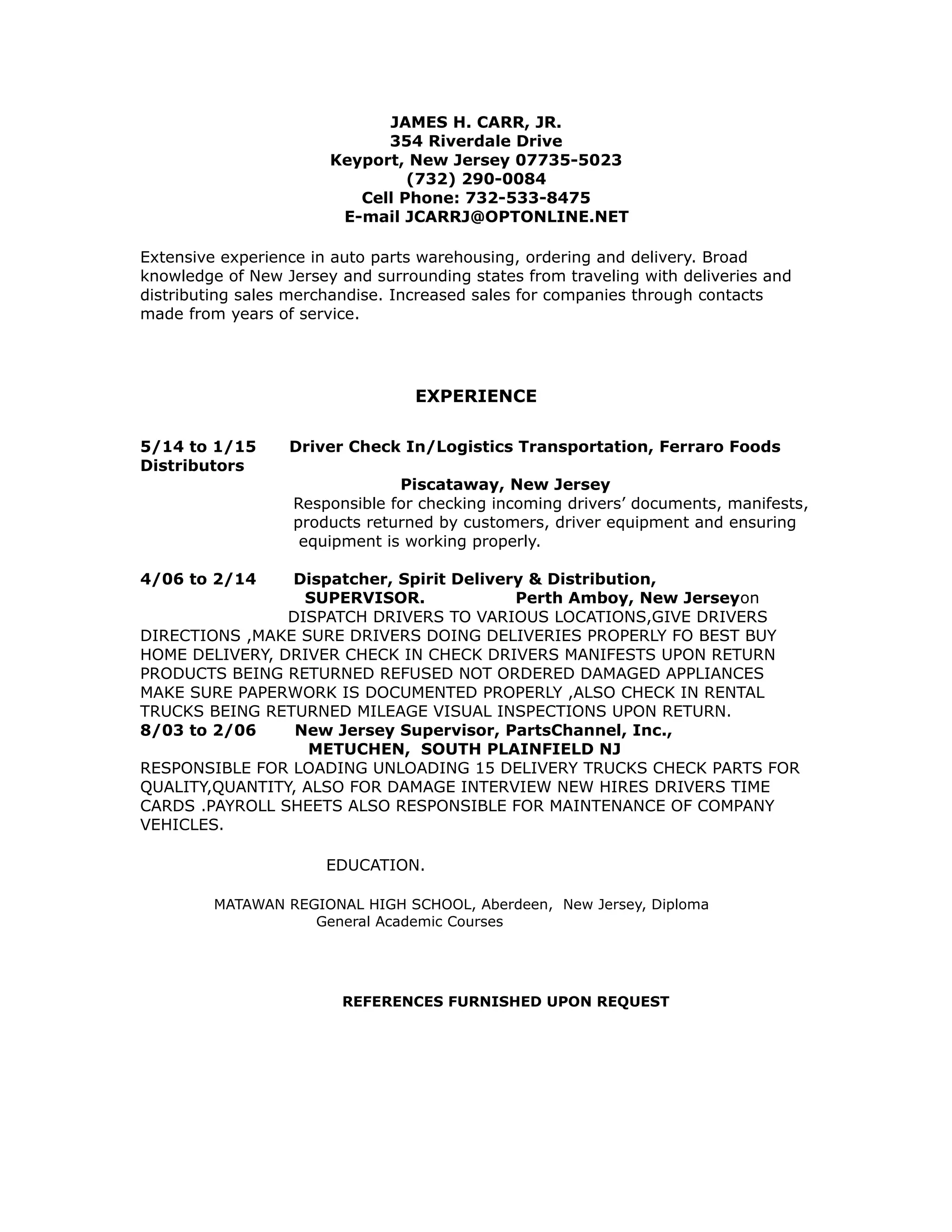 Resume JH Carr Jr | PDF