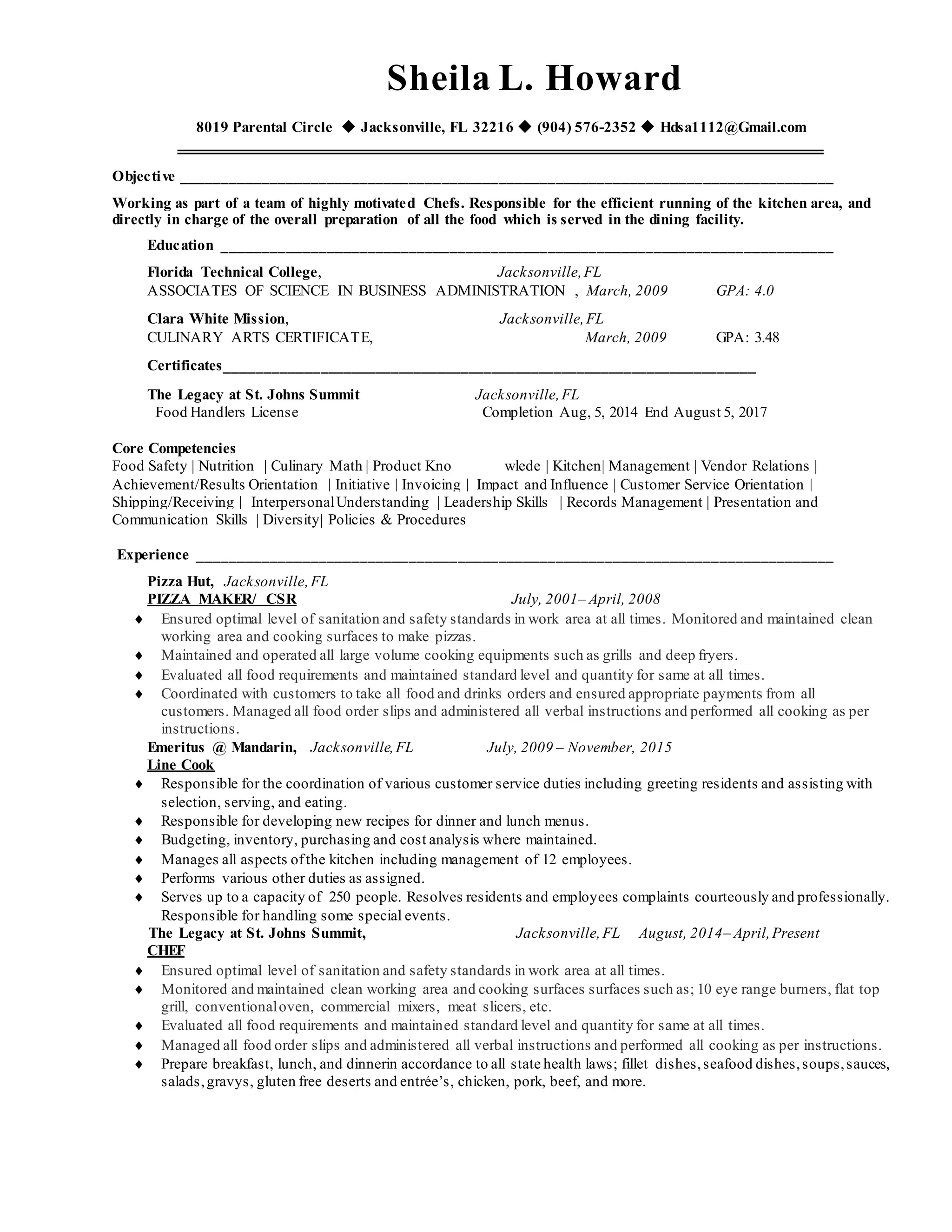Sheila H. Resume | DOCX