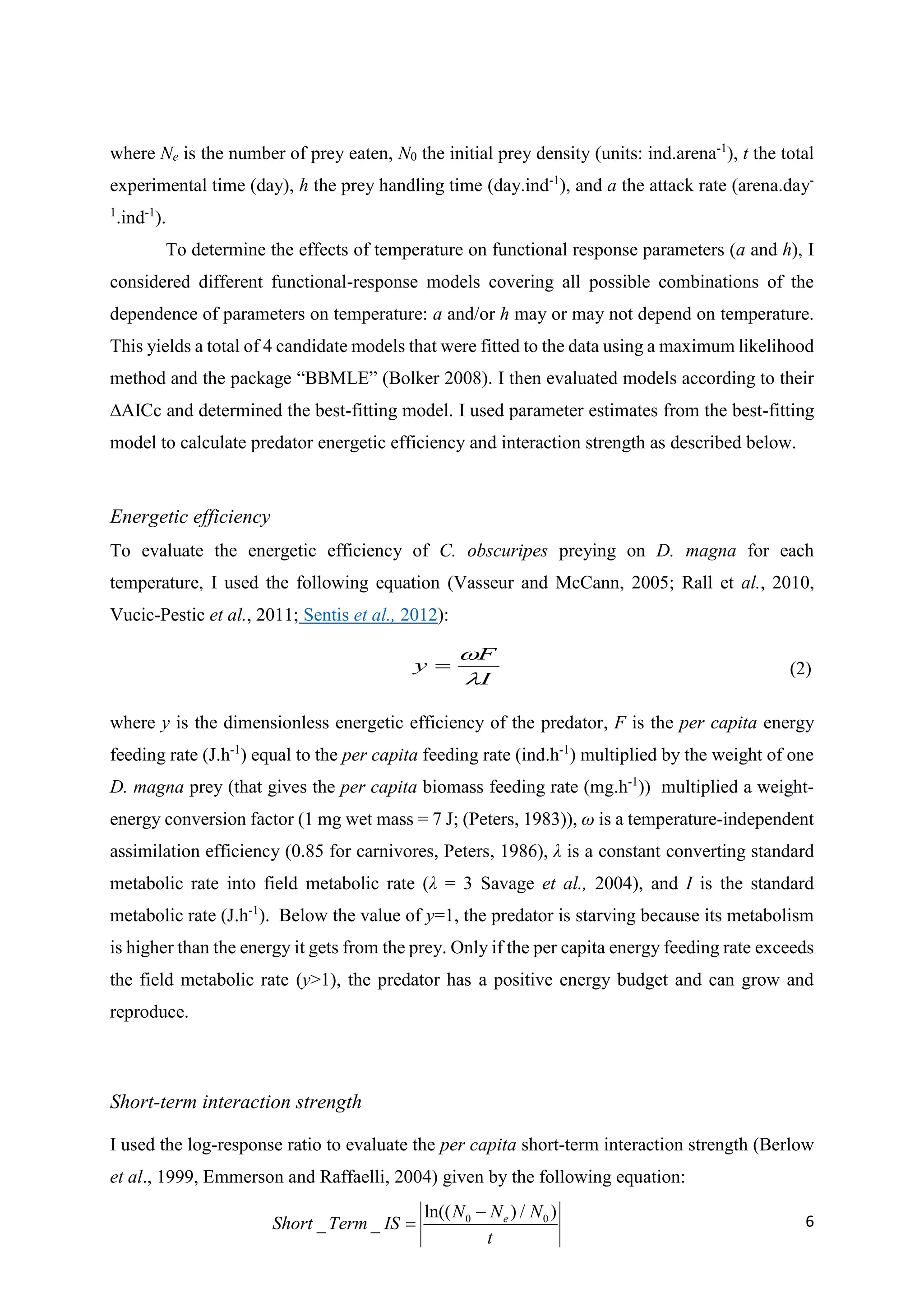 Effects of temperature and prey density on trophic interaction in ...