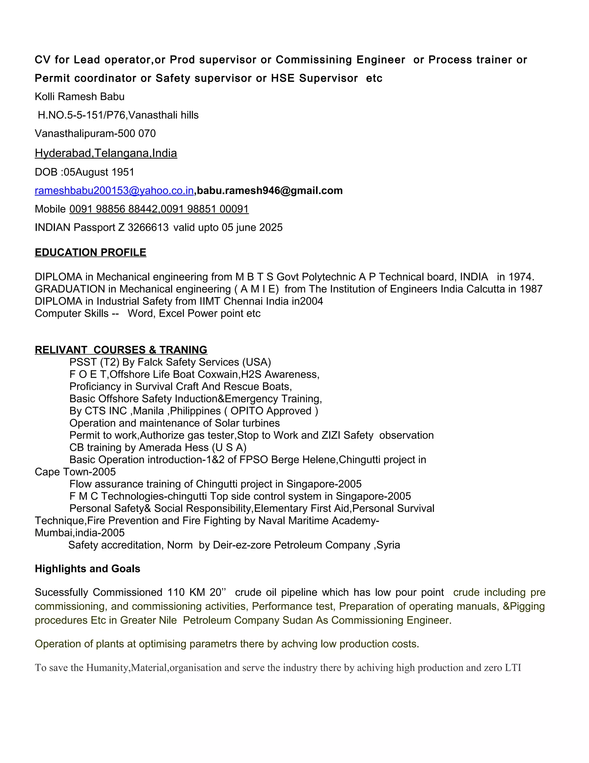 Kolli Ramesh Babu cv | DOC