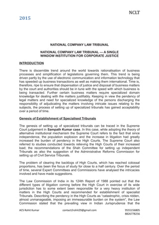 Article on NCLT | PDF