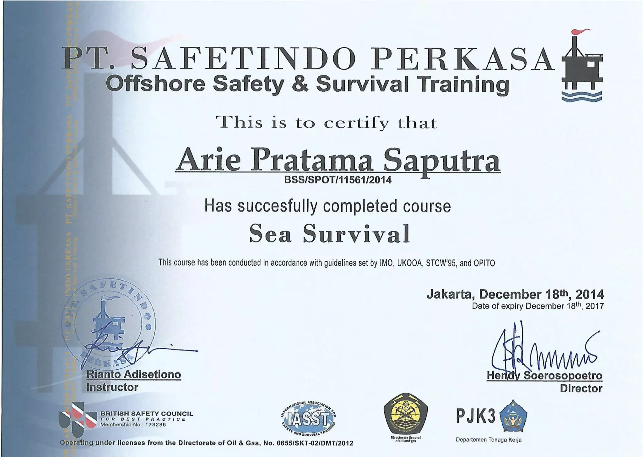 CERTIFICATE BASIC SEA SURVIVAL | PDF