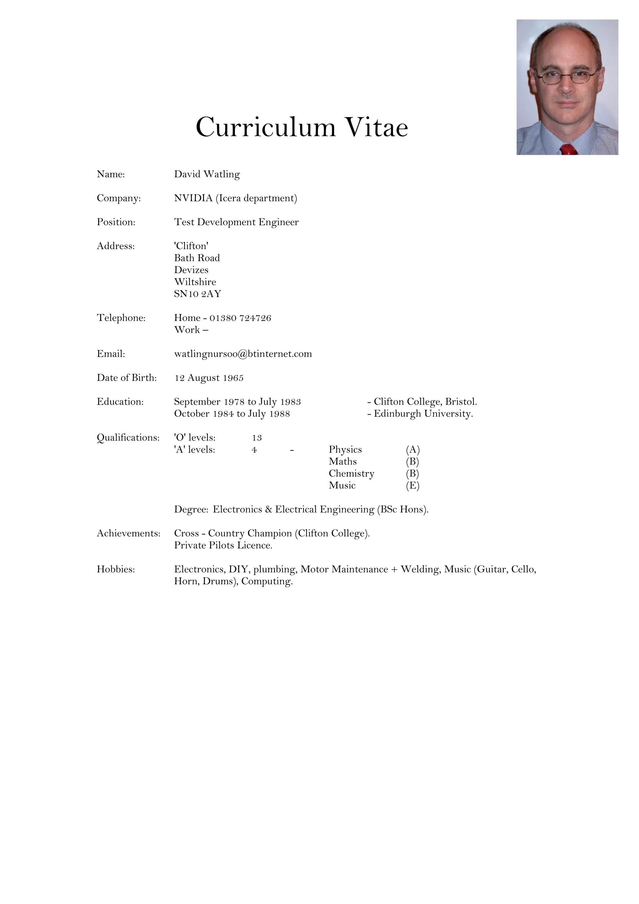 David's Curriculum Vitae | DOC