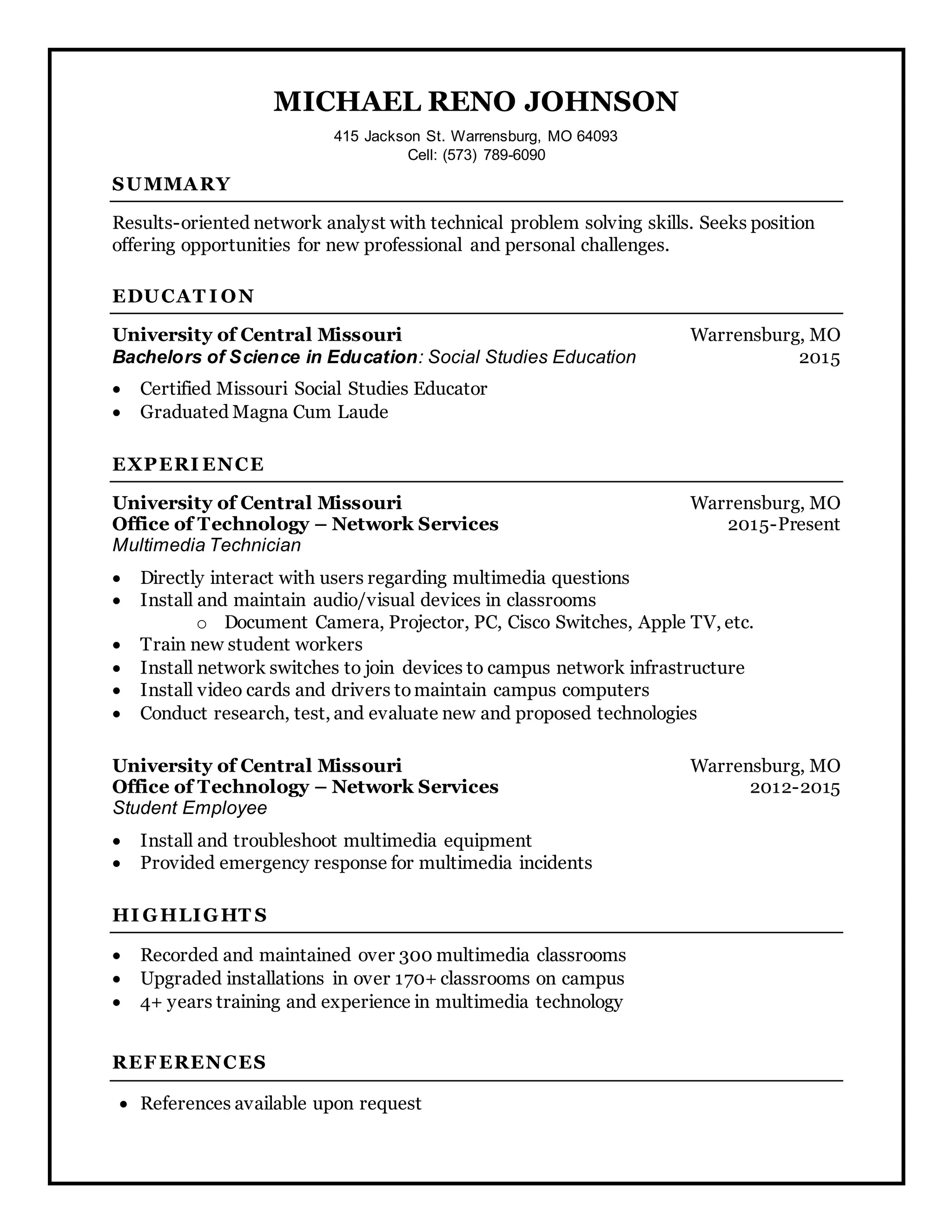 Michael Johnson_KU_Resume | PDF