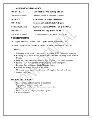 kim c.v | DOCX | Business Administration | Business