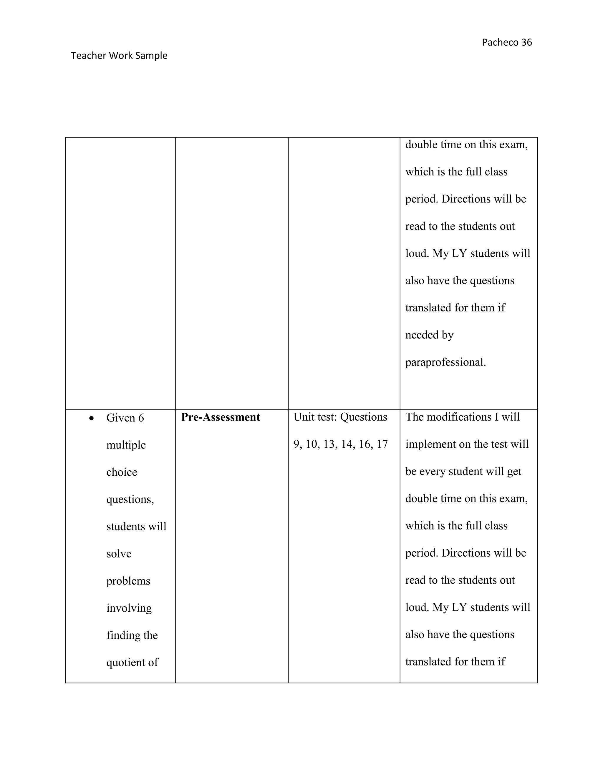 Teacher Work Sample | PDF