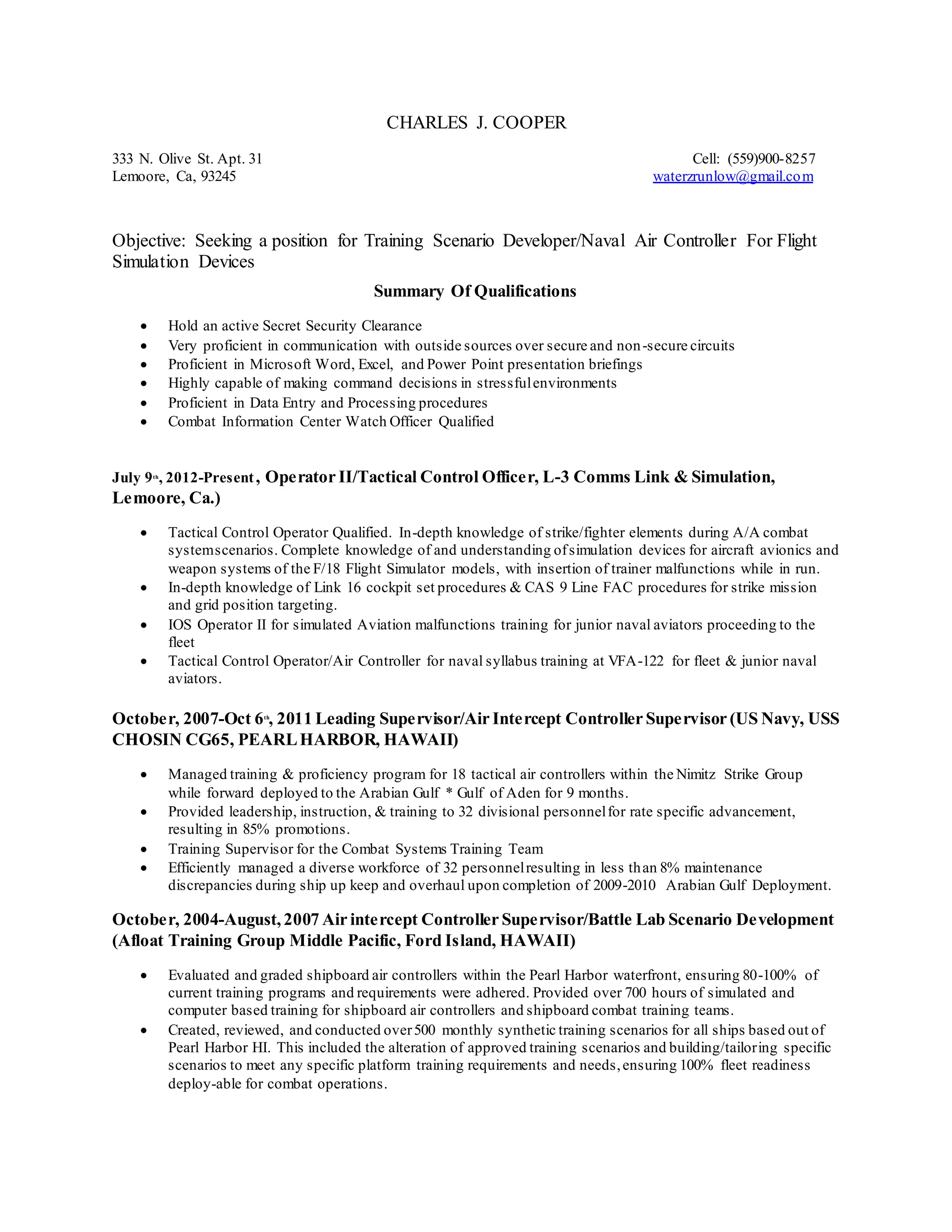 CHARLES J COOPER RESUME | DOCX | Aviation Industry | Industries
