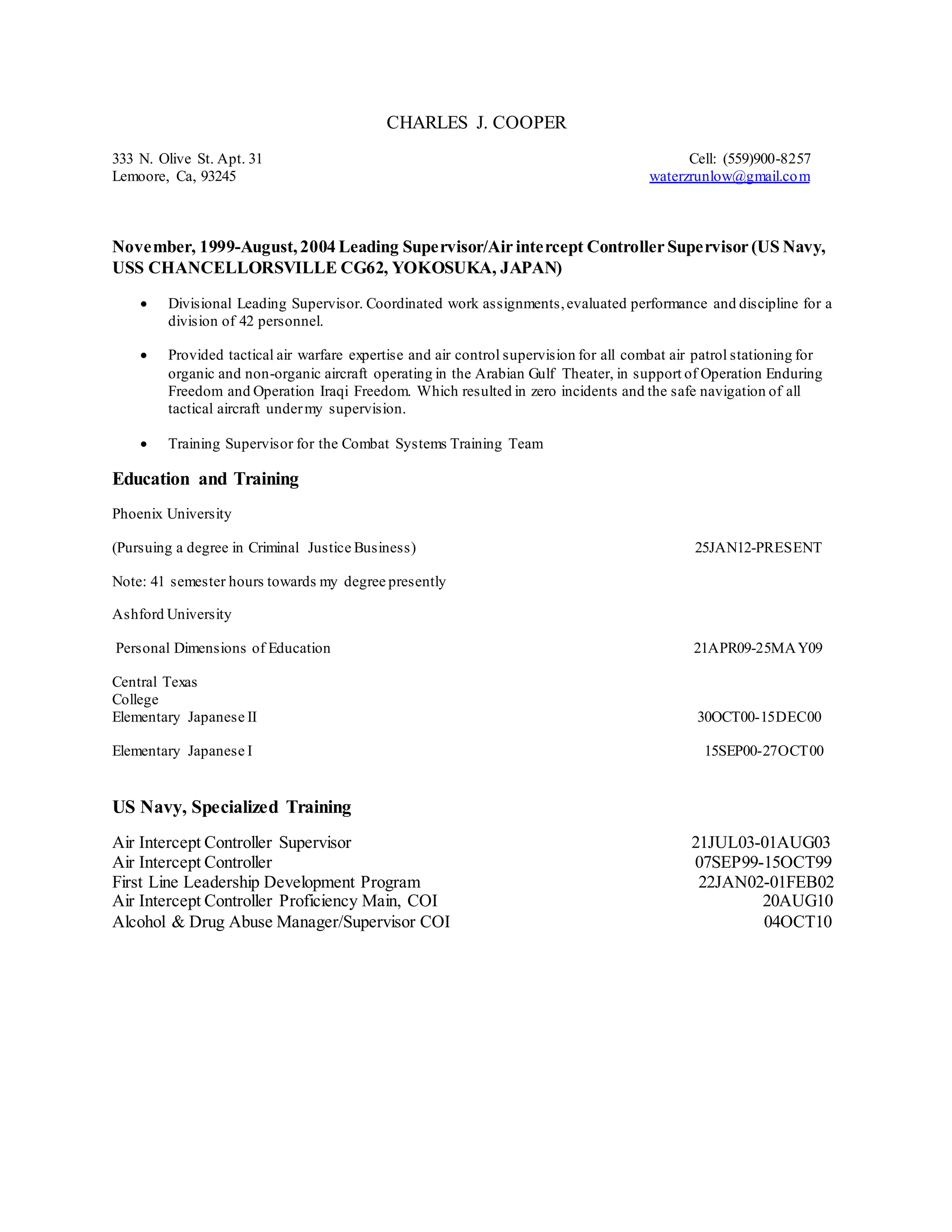 CHARLES J COOPER RESUME | DOCX | Aviation Industry | Industries