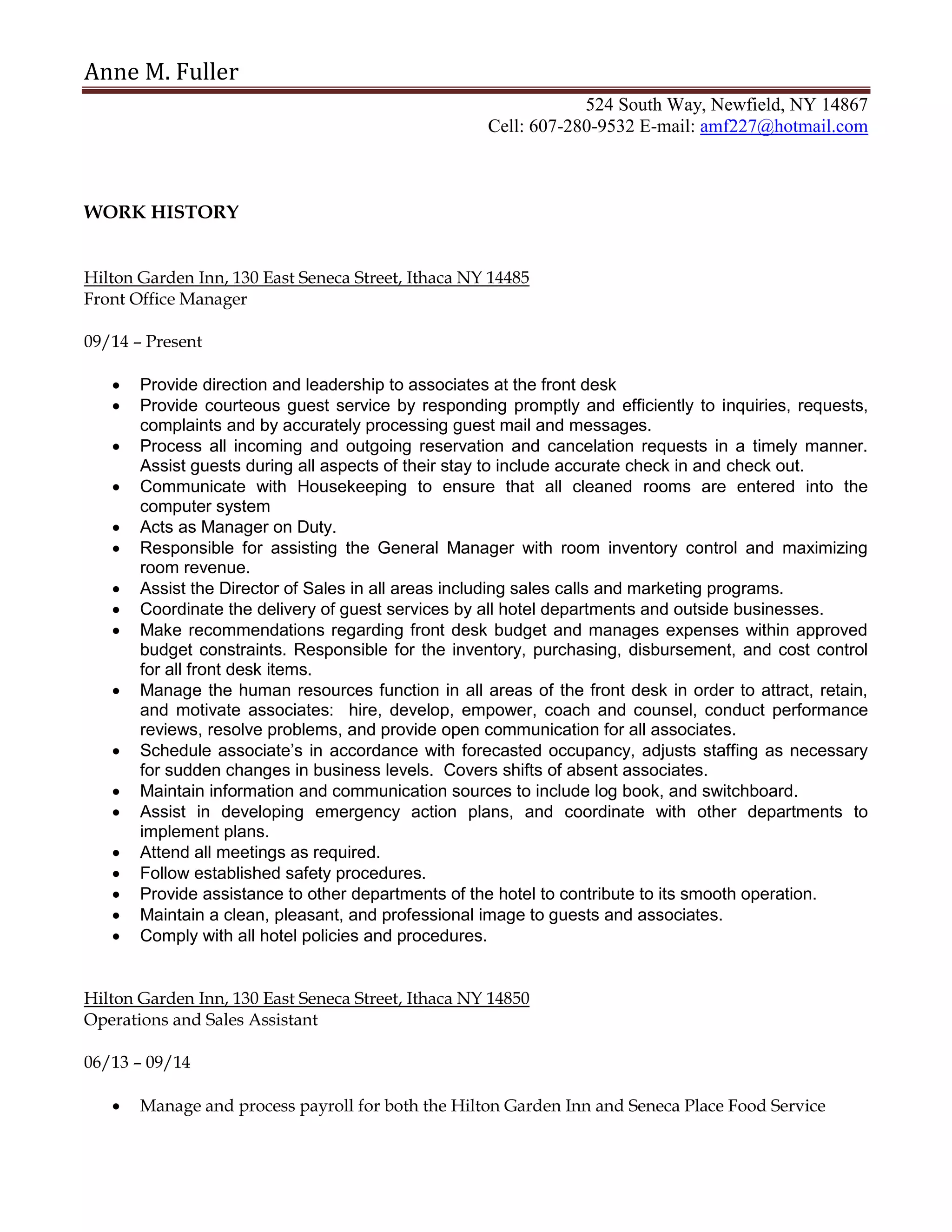 Anne Fuller - Resume | PDF