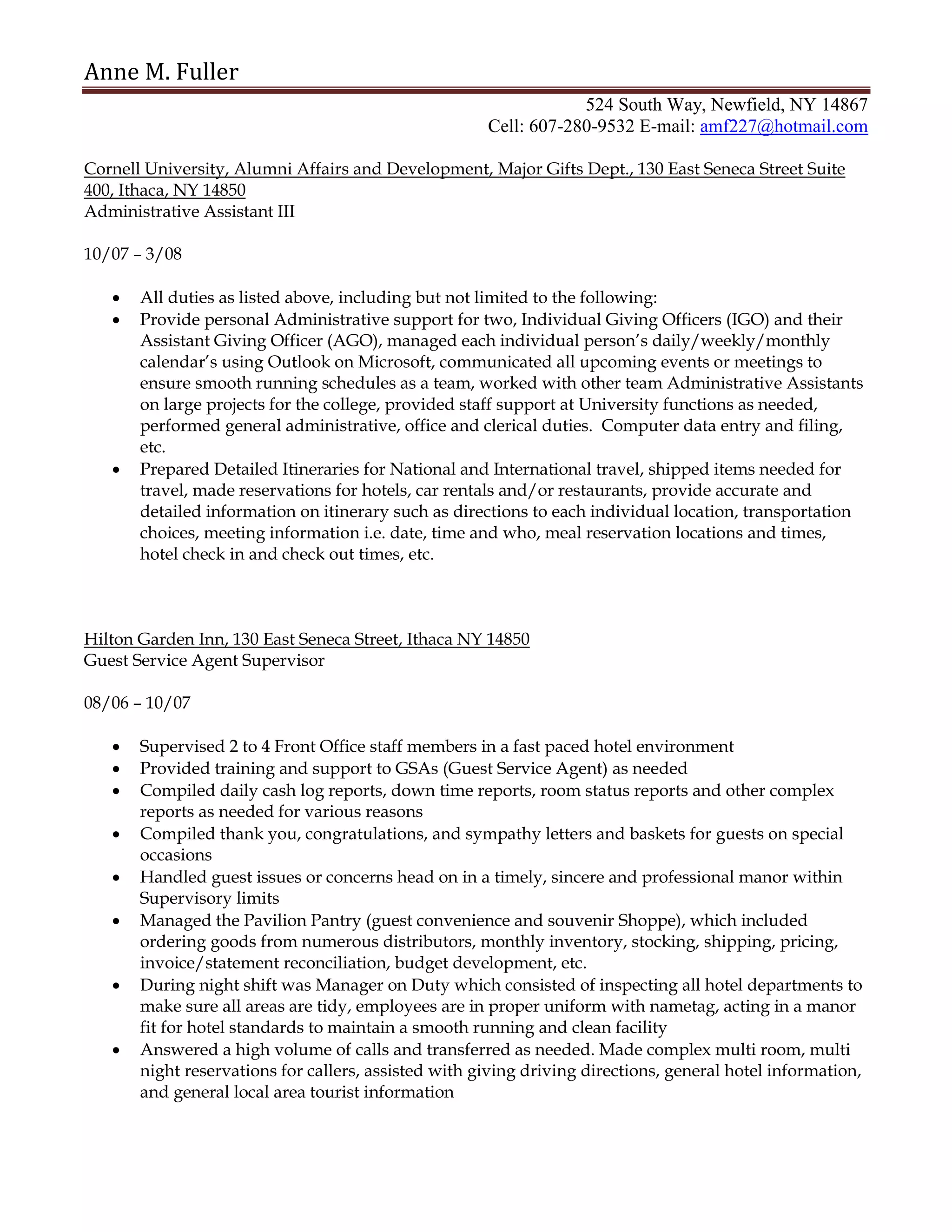 Anne Fuller - Resume | PDF