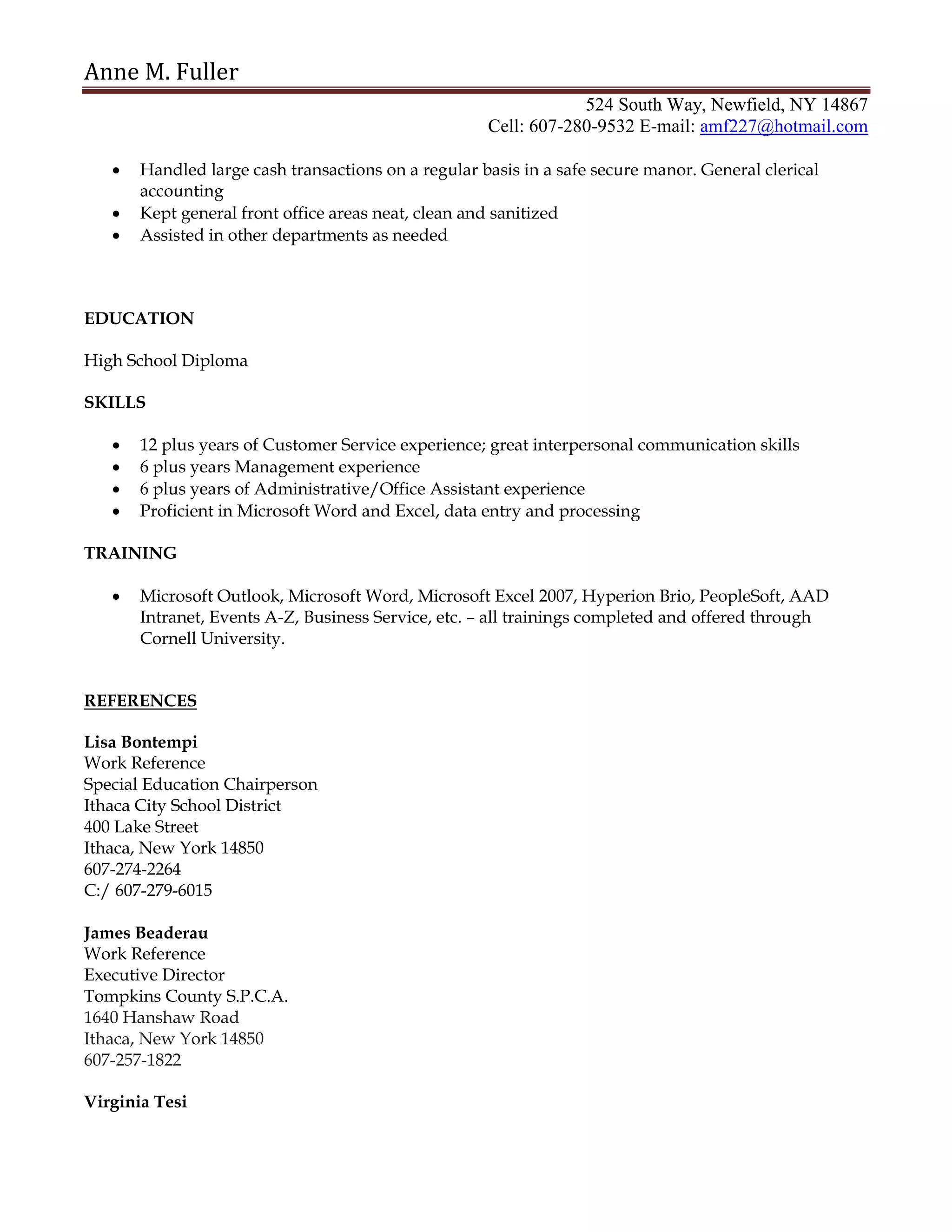 Anne Fuller - Resume | PDF