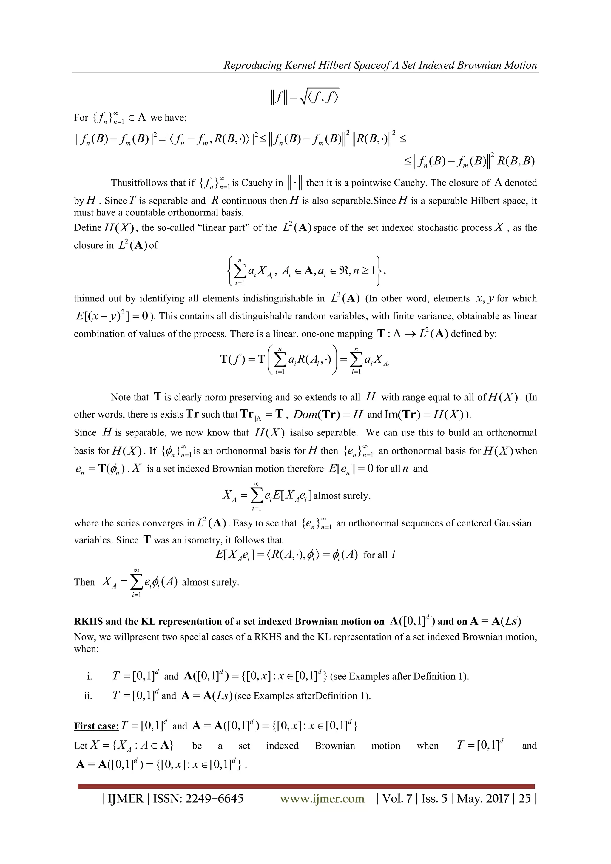 Reproducing Kernel Hilbert Space Of A Set Indexed Brownian Motion Pdf