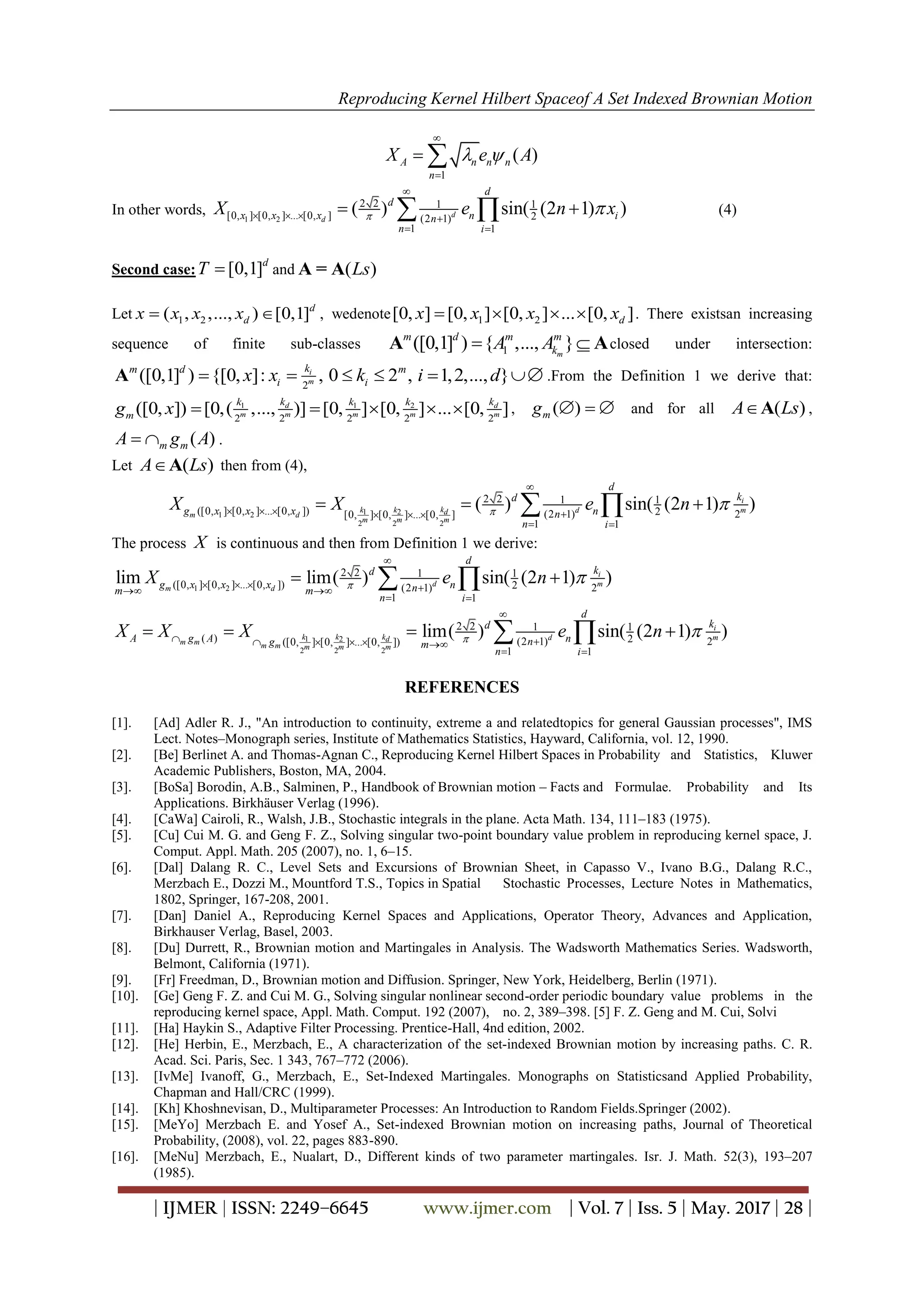 Reproducing Kernel Hilbert Space of A Set Indexed Brownian Motion | PDF