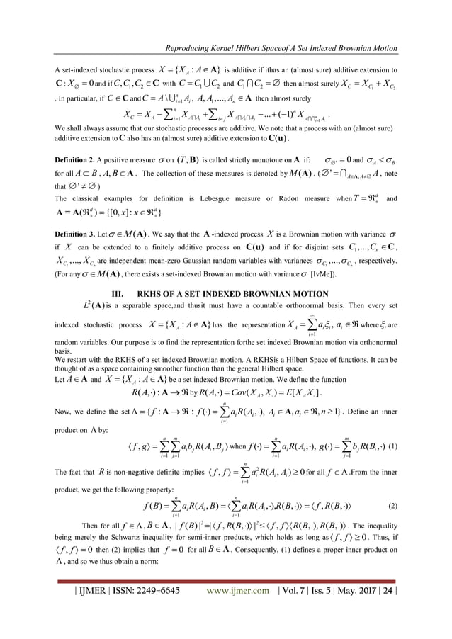 Reproducing Kernel Hilbert Space of A Set Indexed Brownian Motion | PDF