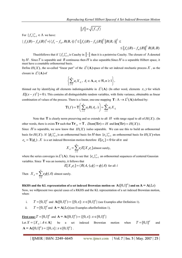 Reproducing Kernel Hilbert Space of A Set Indexed Brownian Motion | PDF