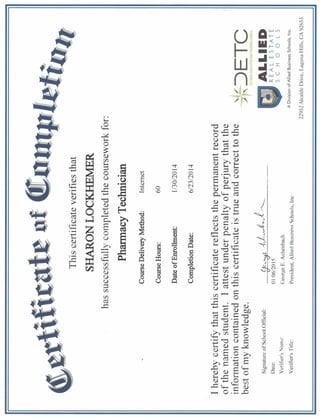 Allied Pharmacy certificate | PDF