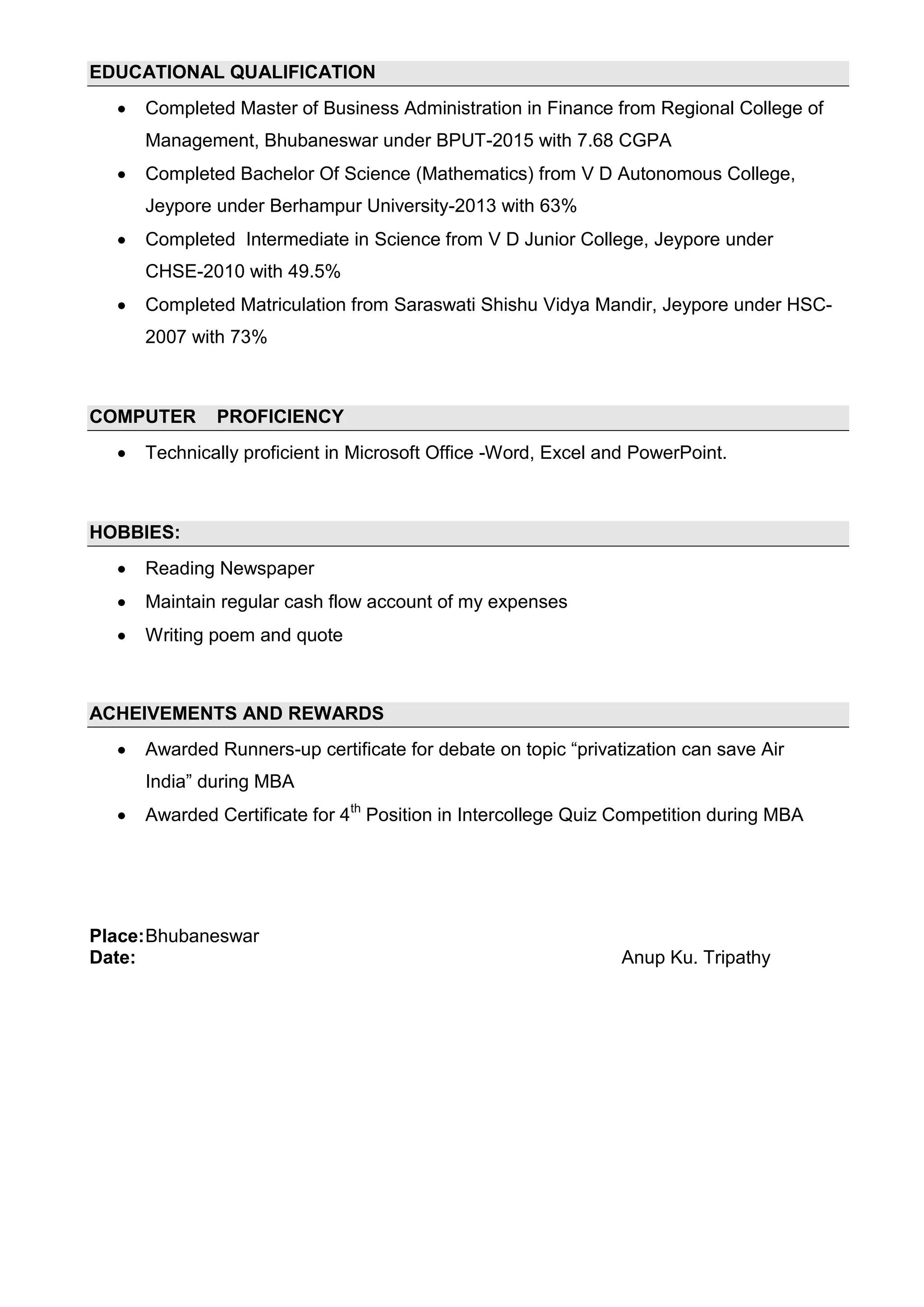 anup.resume2016 | PDF