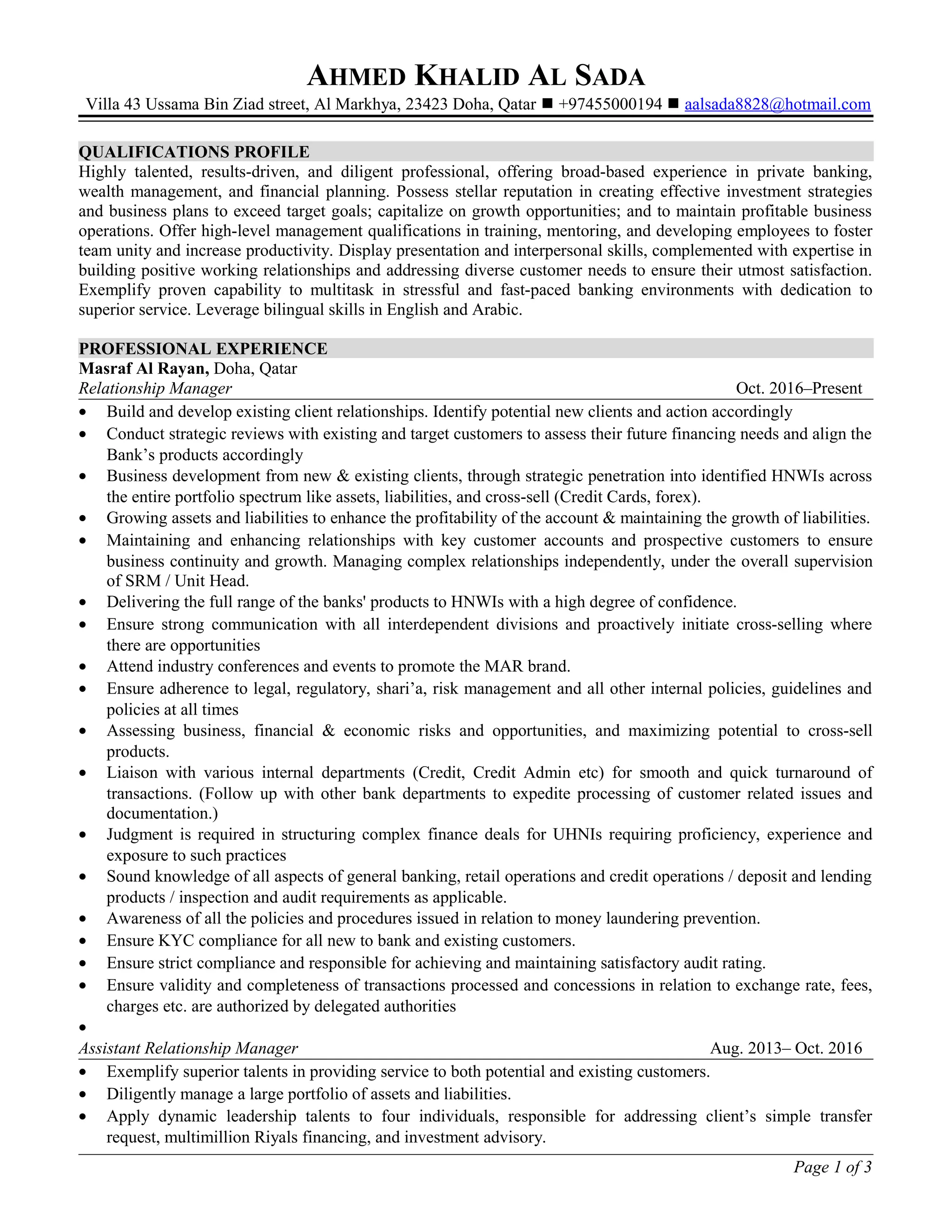 C.V Ahmed_Khalid_Al_Sada | DOC