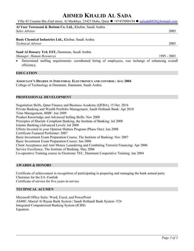 C.V Ahmed_Khalid_Al_Sada | PDF