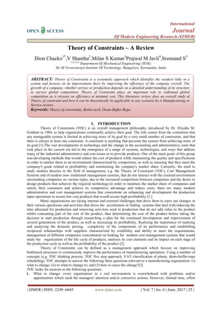 Theory of Constraints – A Review | PDF