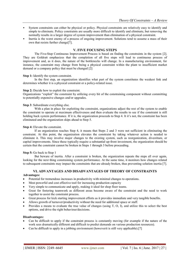 Theory of Constraints – A Review | PDF