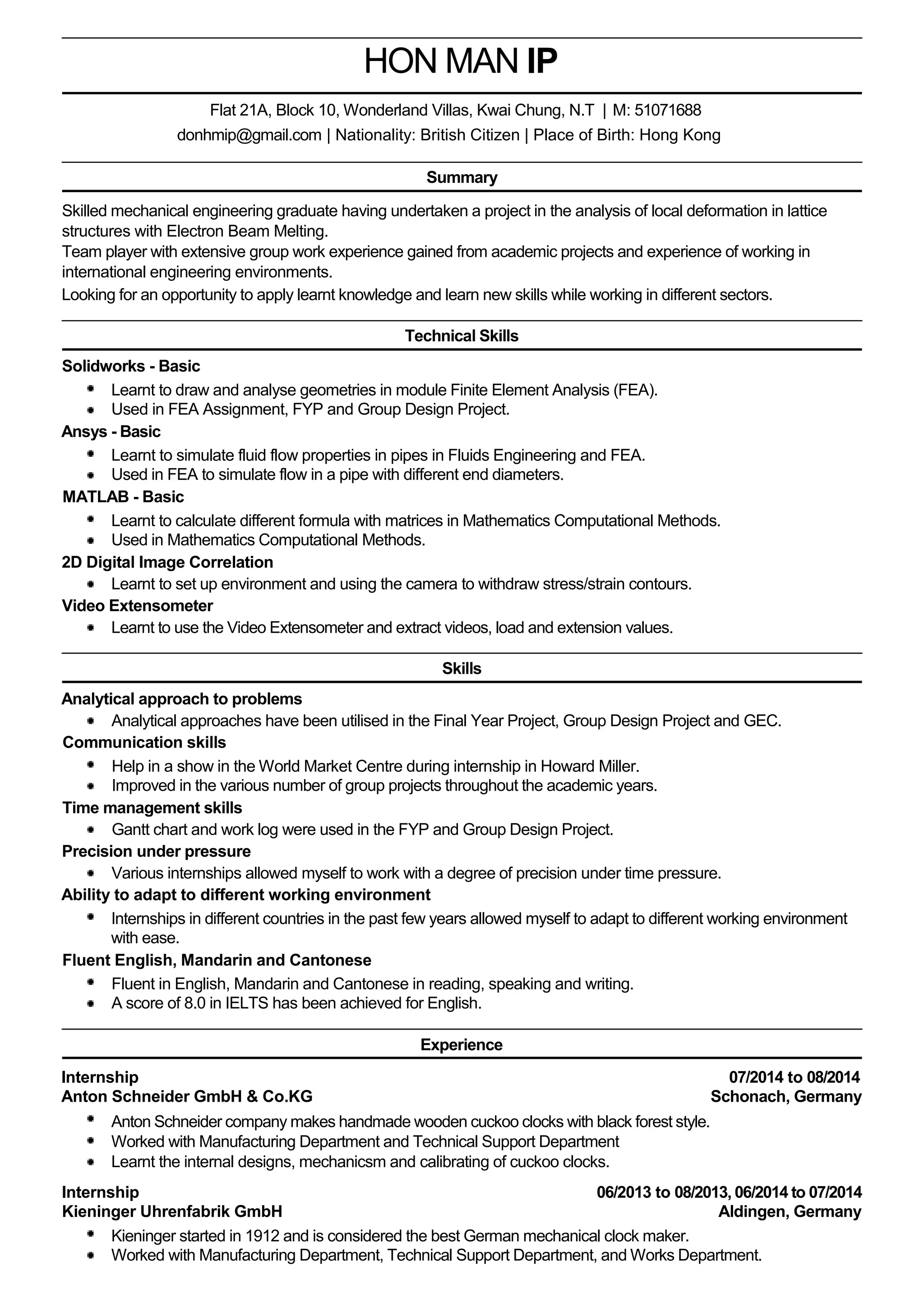 CV hk | PDF