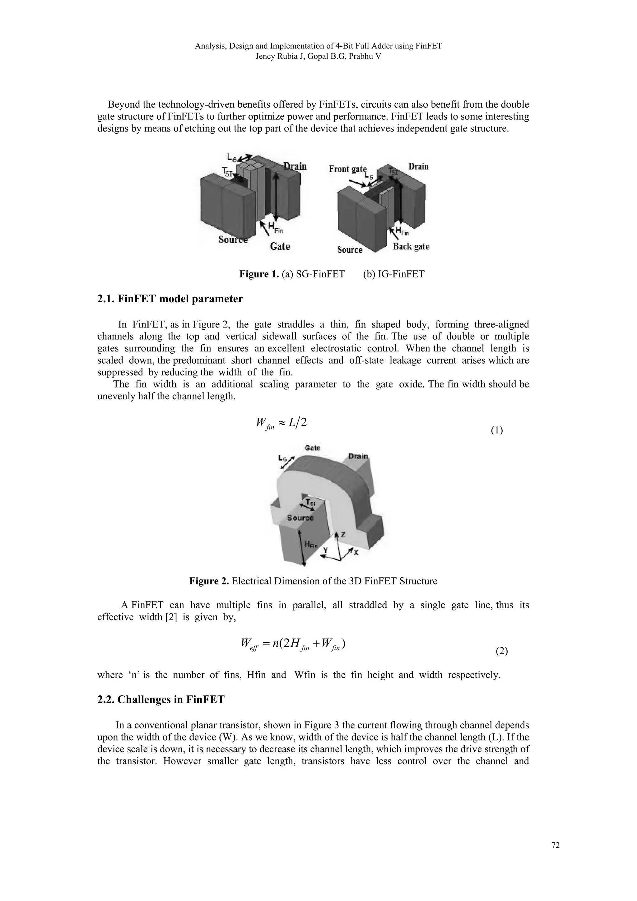 Analysis, Design and Implementation of 4-Bit Full Adder using FinFET | PDF