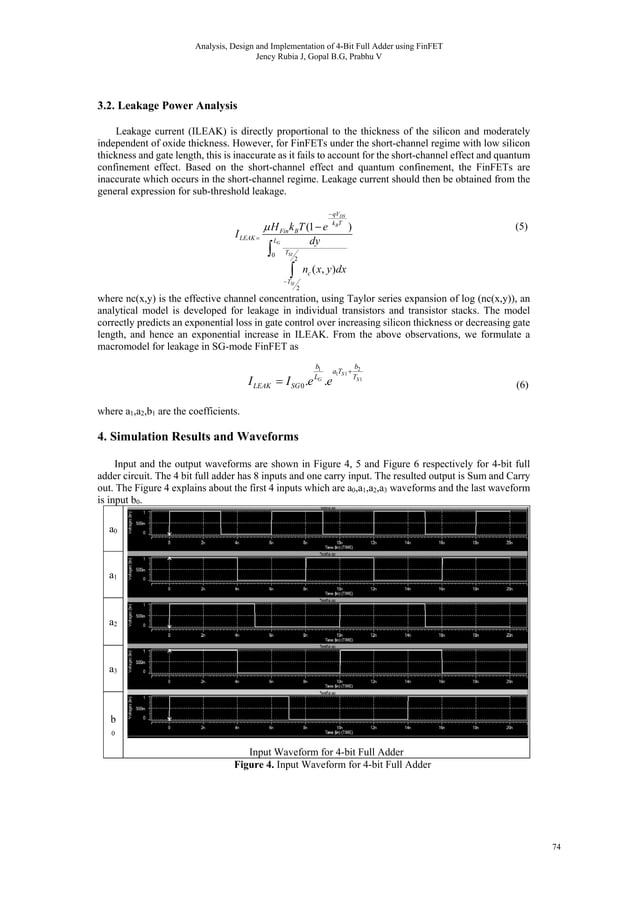Analysis, Design and Implementation of 4-Bit Full Adder using FinFET | PDF