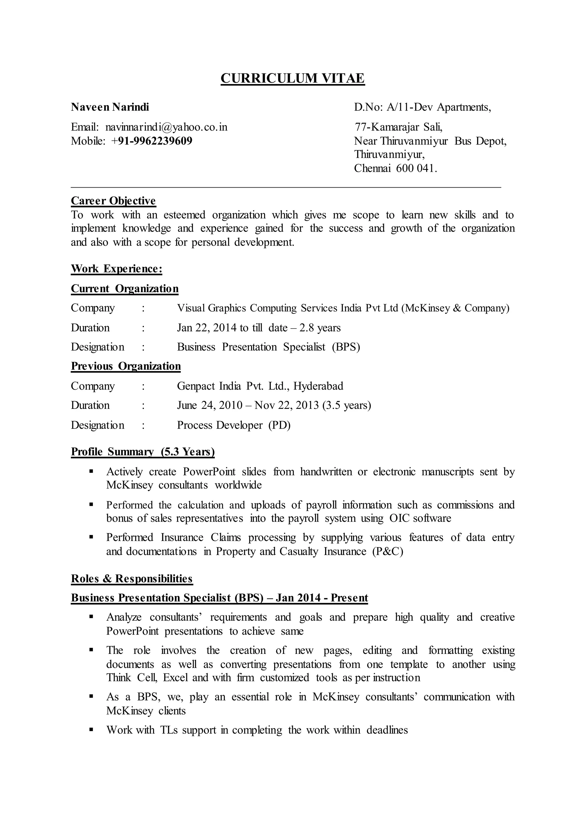 Naveen Resume | DOCX | Business | Business and Finance