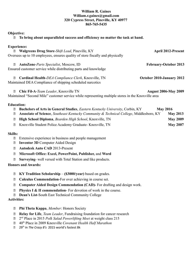 Resume-William Gaines | RTF | Business | Business and Finance