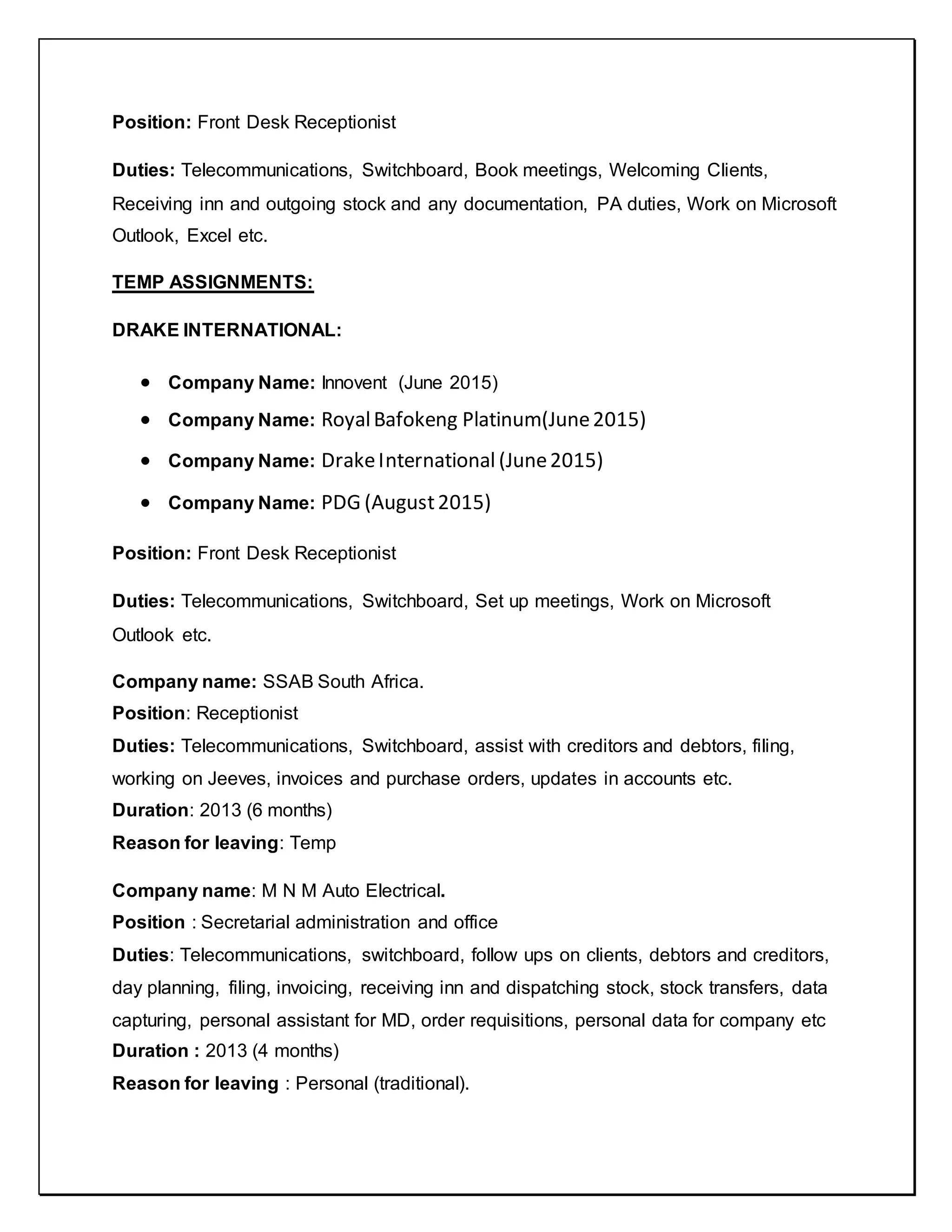 Angie Mvubu CV | PDF