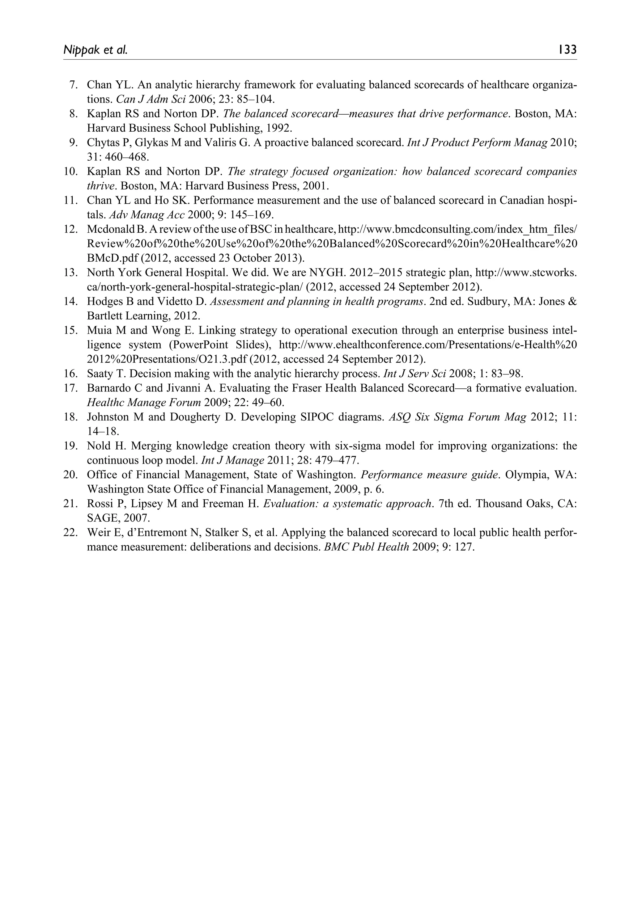 Health Informatics Journal - Balanced Scorecard | PDF