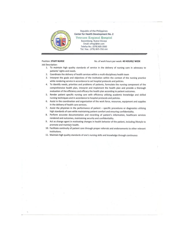 Certificate of employment with Job Description and Recommendation ...