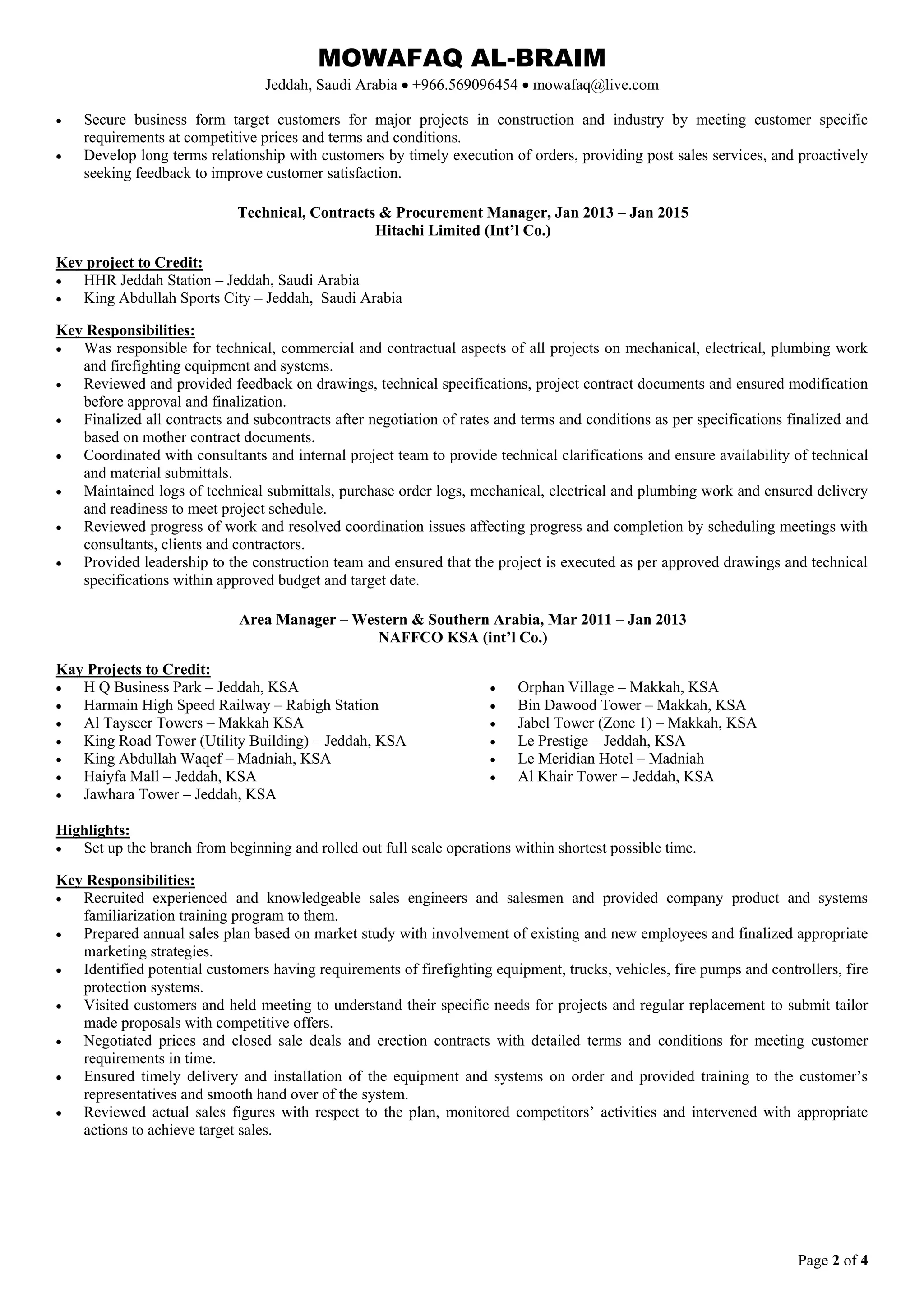 CV - Sr Manager- Mowafaq Al-Braim | PDF