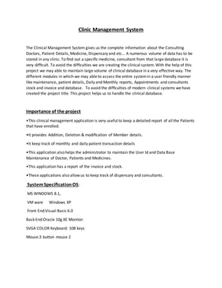 Clinic Management System | DOCX