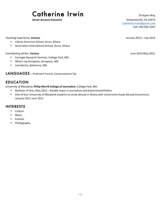 Catherine Irwin CV | PDF