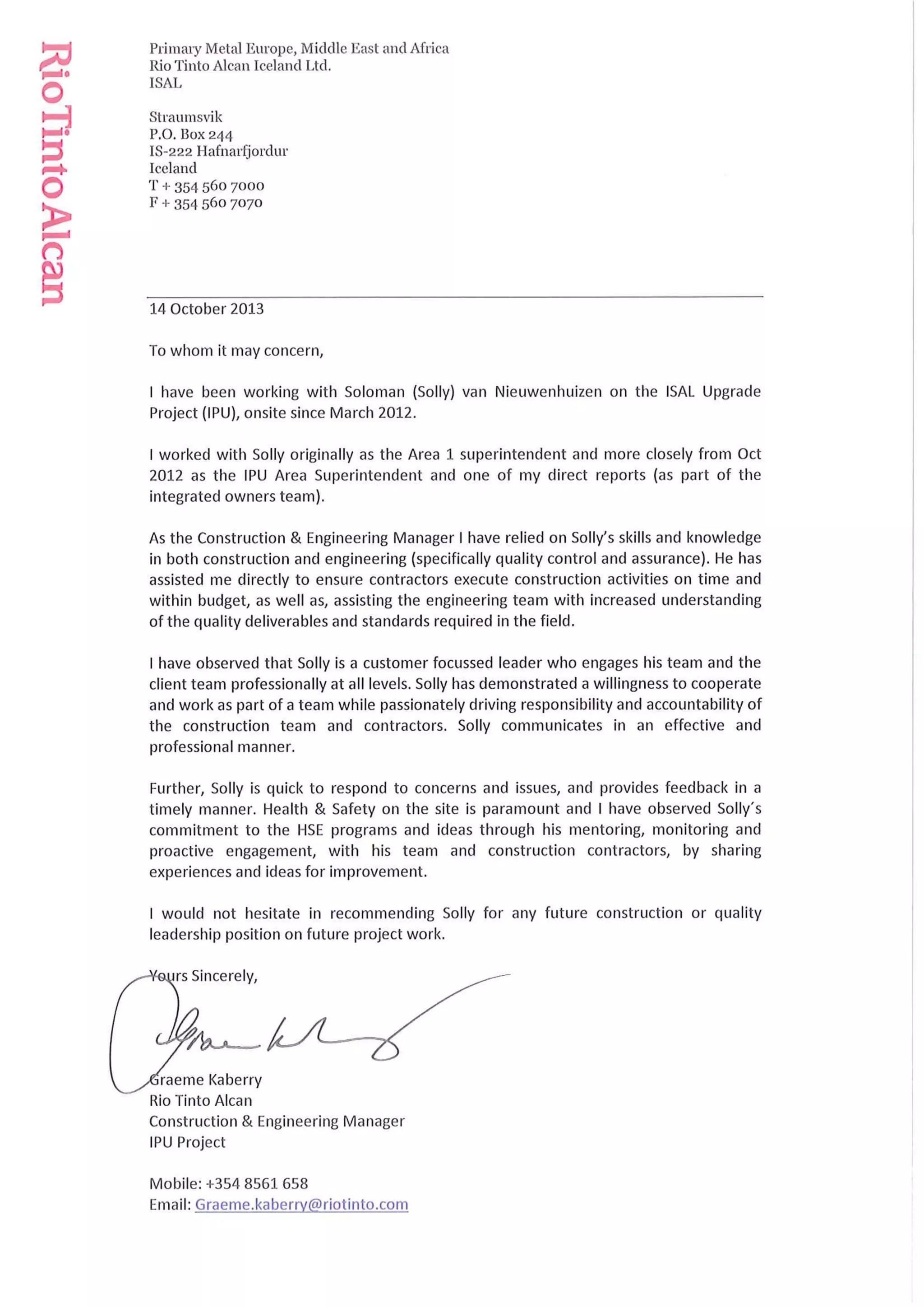 IPU Reference Letter | PDF